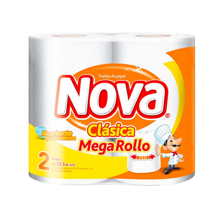 Toalla De Cocina Clásica Mega Rollo Nova X 2 - supermercadosantamaria.com