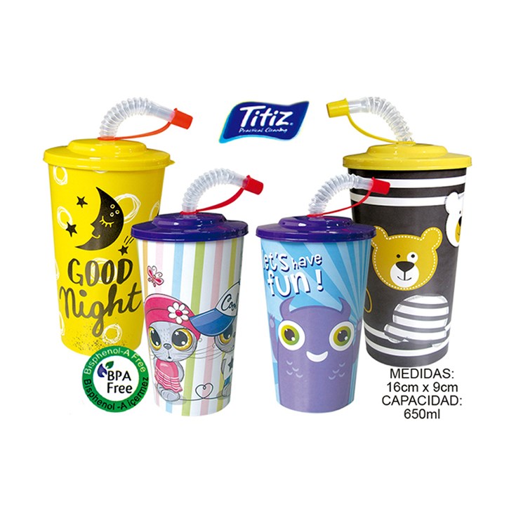 Vaso Infantil Con Sorbete Indvl 650Ml C24 - supermercadosantamaria.com