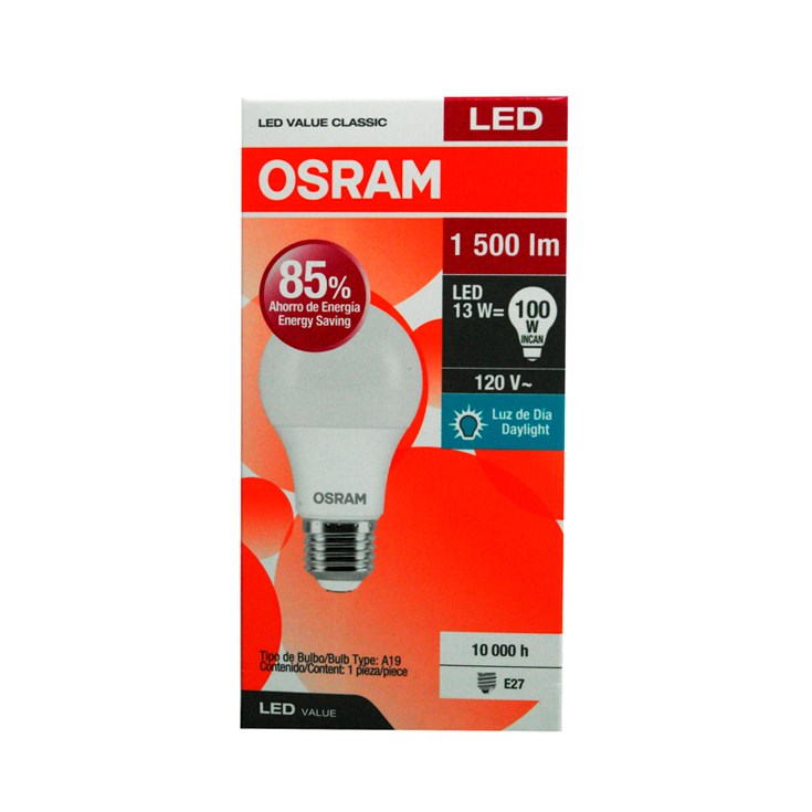 Foco Led Value Osram a100 13w Luz Blanca - supermercadosantamaria.com