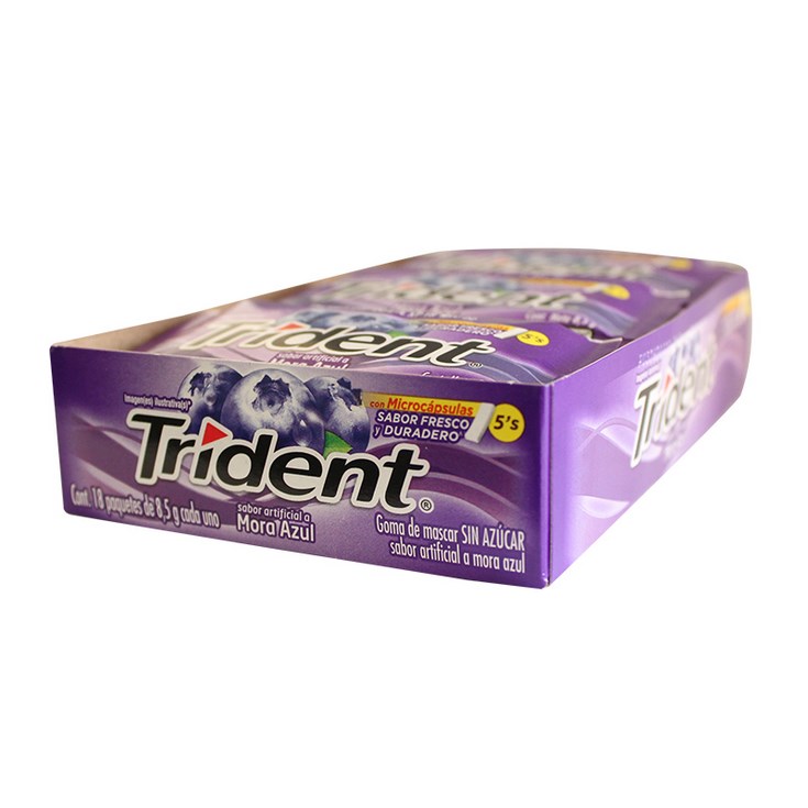 Trident Chicle Sin Azucar Mora Azul 18Un 153 Gr ...