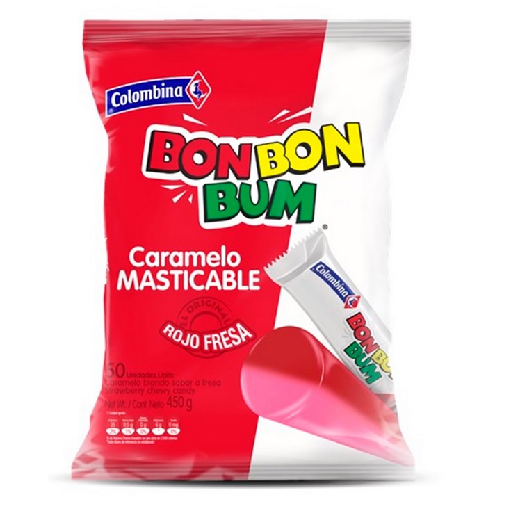 Caramelo Masticable Bon Bon Bum Sabor A Fresa - supermercadosantamaria.com