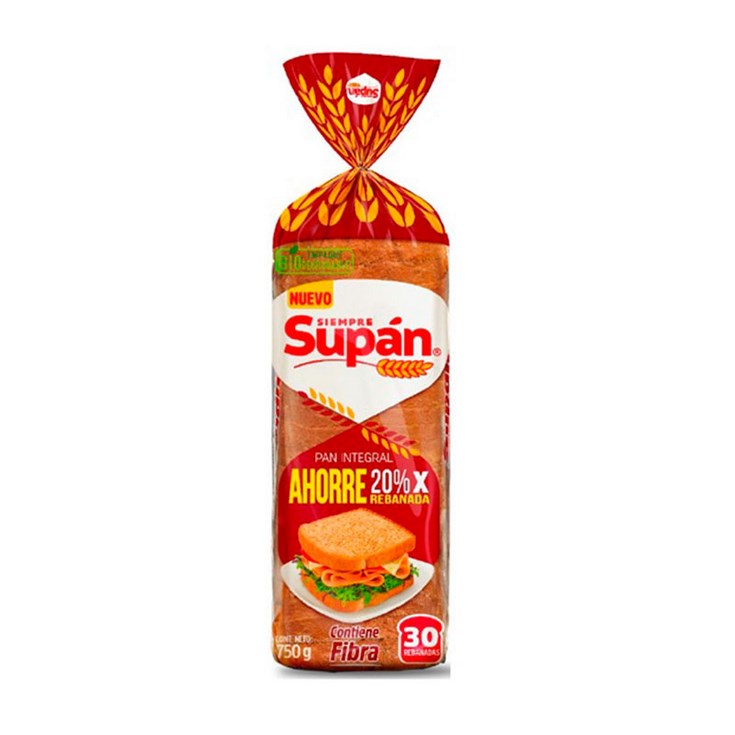 Pan Integral Supan XL 800 Gr. - supermercadosantamaria.com