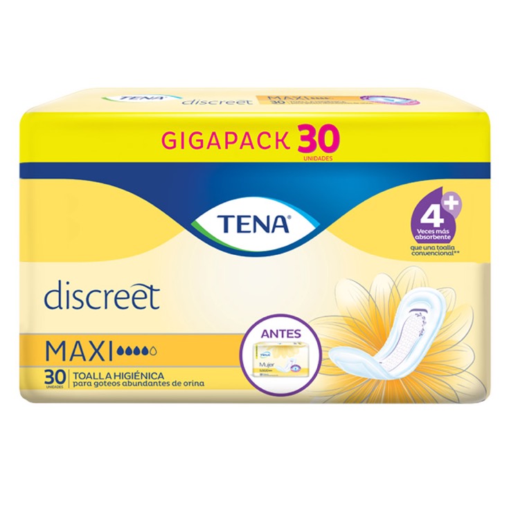 Tena Toalla Discreet Maxi X30 - supermercadosantamaria.com