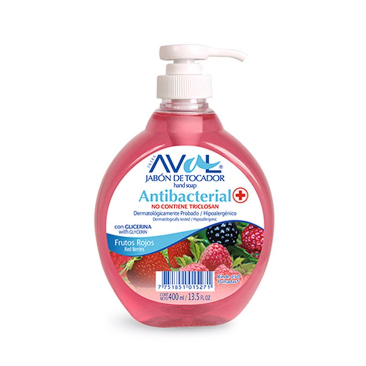Aval Jabon Liquido Antibact Frutos Rojos 400Ml - supermercadosantamaria.com