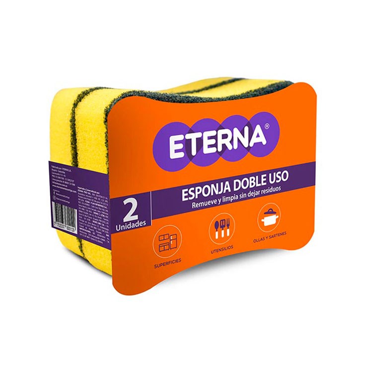Eterna Esponja Multiusos Antibacterial X 2 - supermercadosantamaria.com