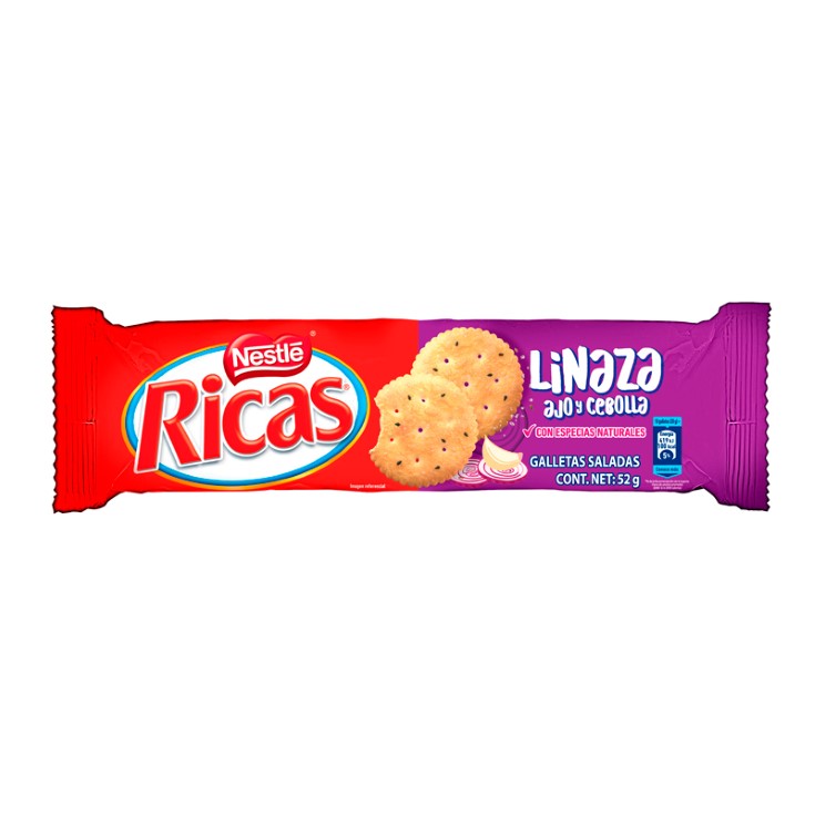 Galletas Ricas Con Linaza Sabor Ajo Y Cebolla 52Gr ...