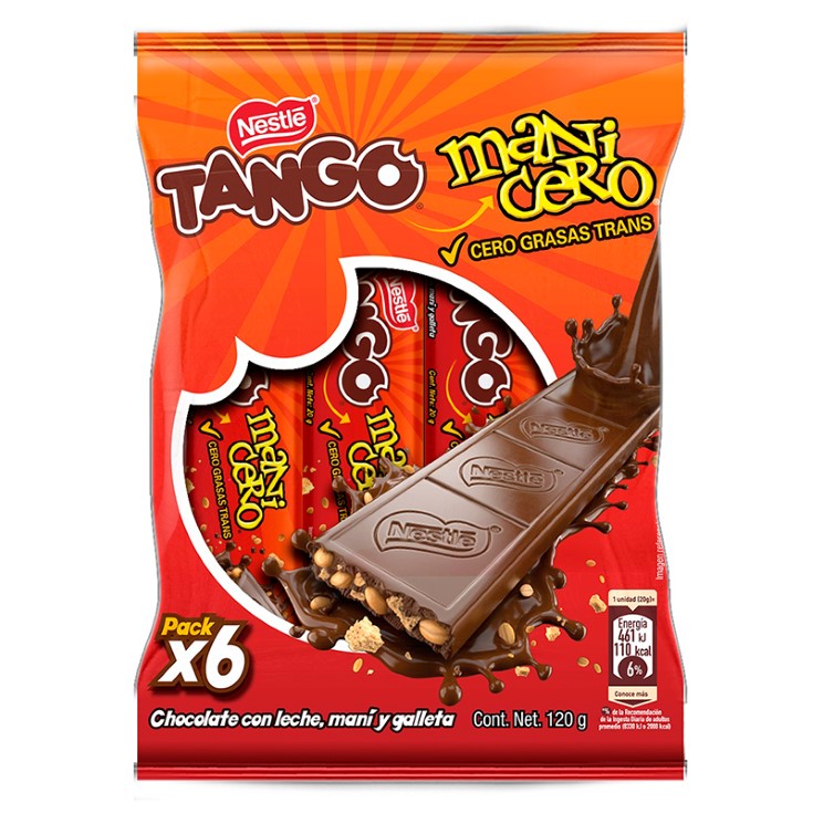 Chocolate con Mani y Galleta Tango Manicero X6 120GR ...
