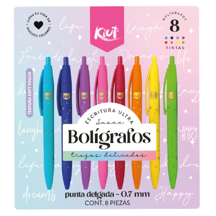 Boligrafos De Colores Kiut X 8 Undades - supermercadosantamaria.com
