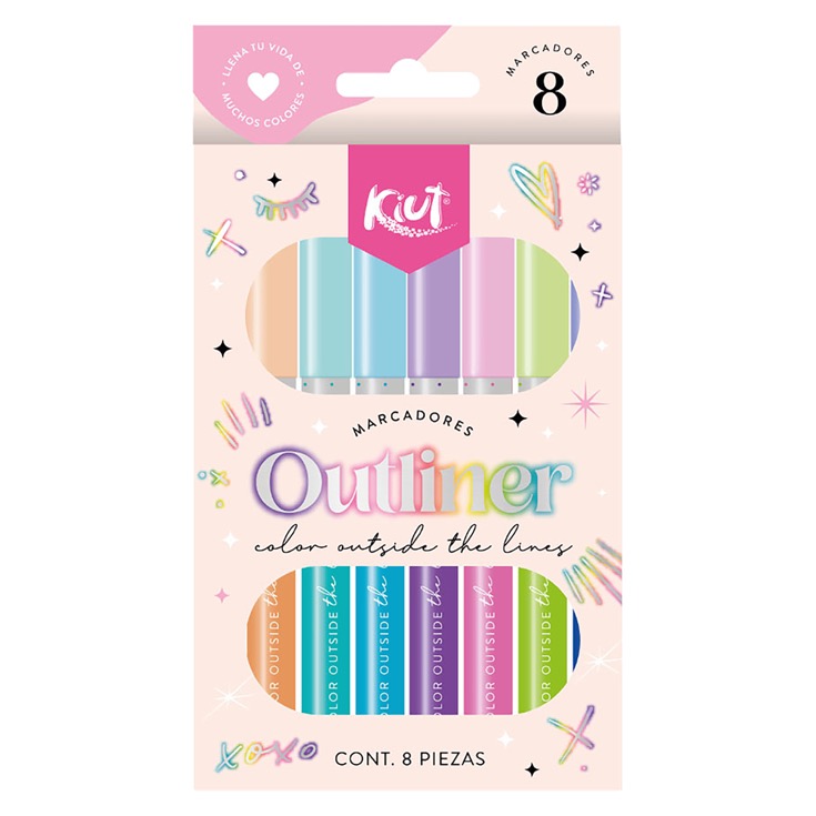 Marcadores Outliners Kiut X 8 Unidades - supermercadosantamaria.com